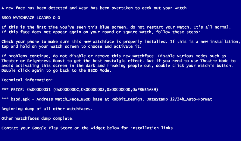 Watch Face BSOD Constantly Revives Your Timeless Dead Windows Nostalgia