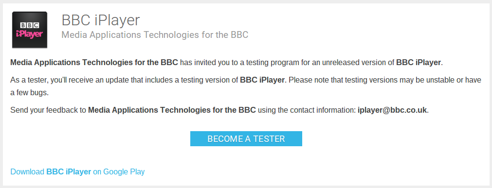 BBC Launches Official Mobile iPlayer Beta Testing Program On Google Play
