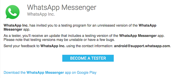 WhatsApp Opens An Official Play Store Beta Program