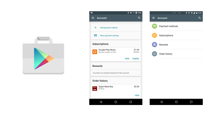 Google Updates Play Store Accounts Screen With A New Design