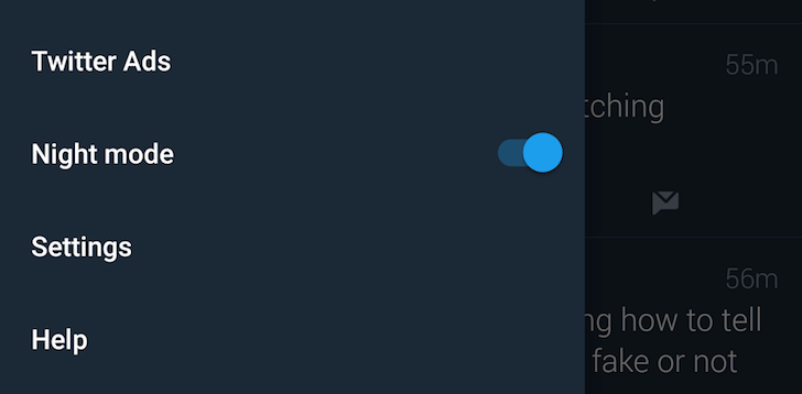 Twitter starts showing a Night Mode toggle on Android