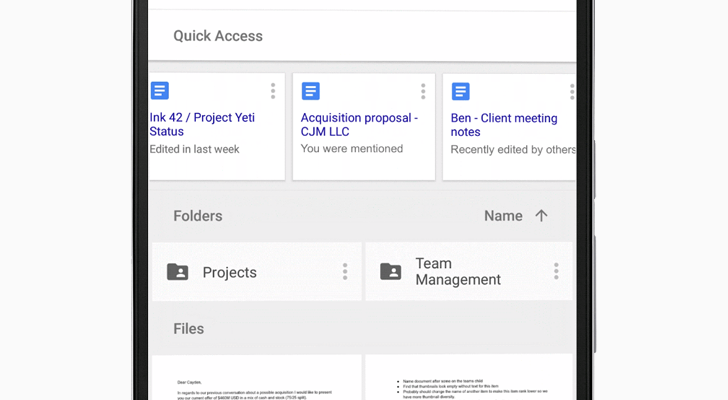 Google Drive adds Quick Access feature, guesses what file you might want