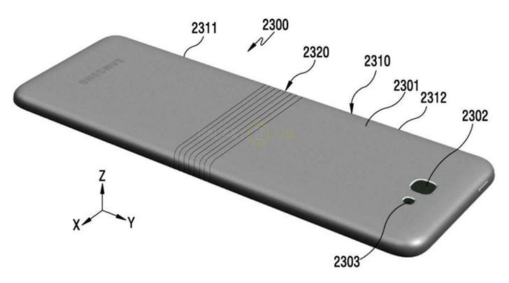 Patent drawings of a Samsung foldable phone design published