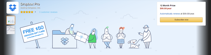 [Deal Alert] Amazon offers a free $50 gift card with a one year Dropbox ...