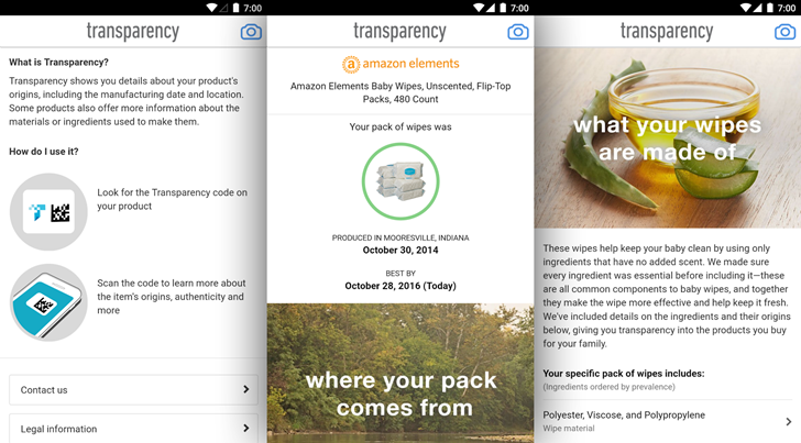 Transparency app from Amazon shows the origin and ingredients of ...