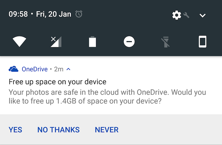 OneDrive adds a 'free up space' option for photo storage to its beta app