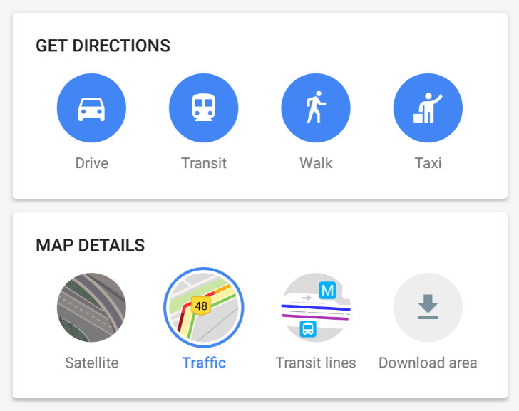 New home screen in Google Maps for Android, exclusive to India