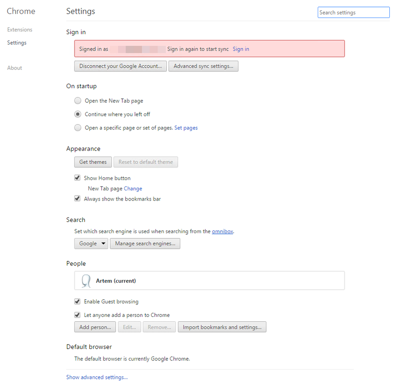 Chrome 59 on the desktop has a new Material settings page