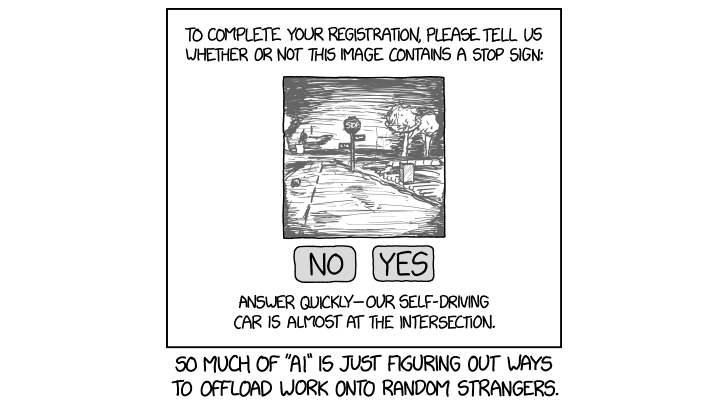 Today's XKCD comic takes a dig at self-driving cars and AI