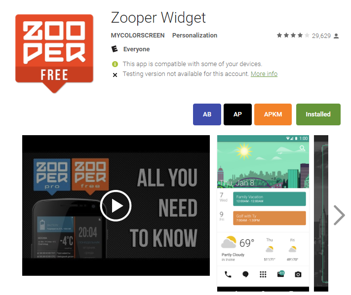 Zooper Widget is back in the Play Store