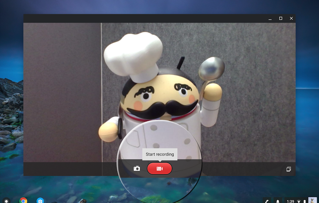 The default Chrome OS camera app now supports video recording