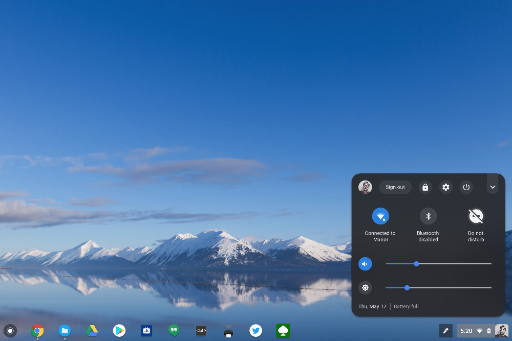 Chrome OS beta gets Android P’s dark-themed system tray