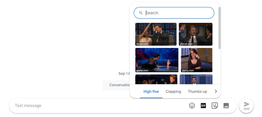 Messages on the web adds GIF support