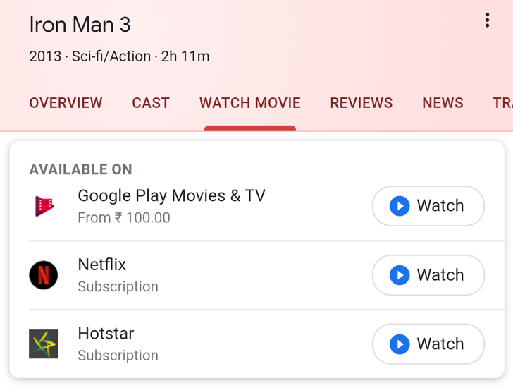 How to Google all the streaming services that have a movie or TV series