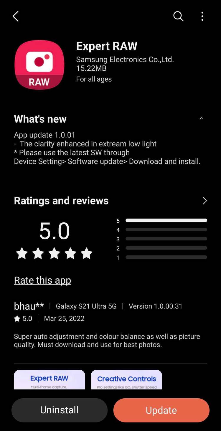 Samsung upgrades Expert RAW camera app for improved low-light performance