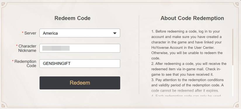 How to redeem codes in Genshin Impact