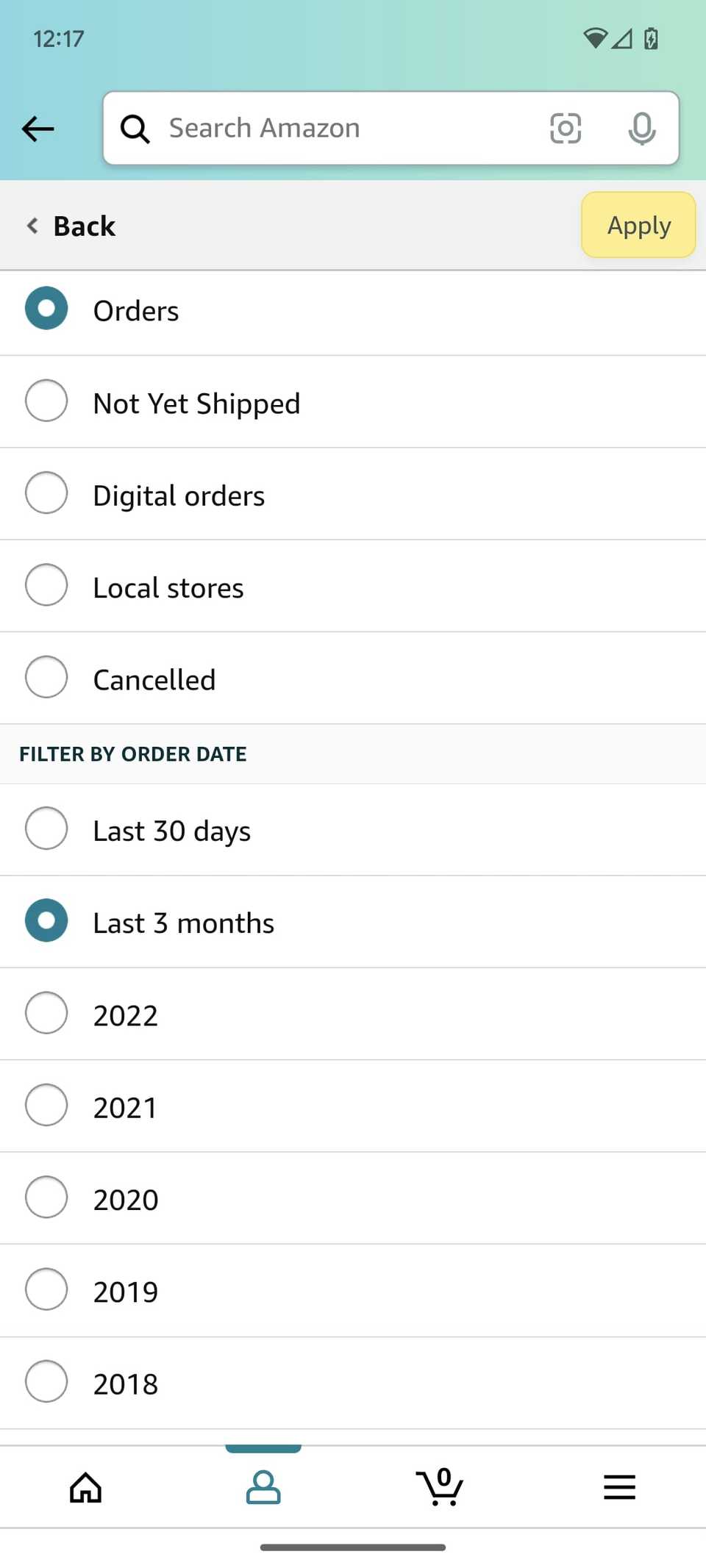 How to find your Amazon order history