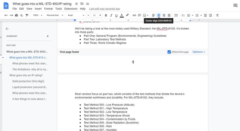 Google Docs: How to add page numbers to your document