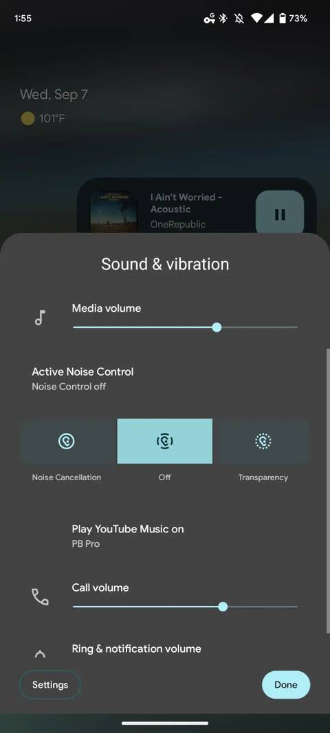 The Pixel Buds Pro's ANC settings are now in your Pixel's volume panel