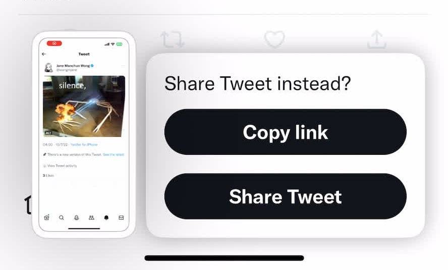 Twitter really doesn't want you to screenshot tweets to share them