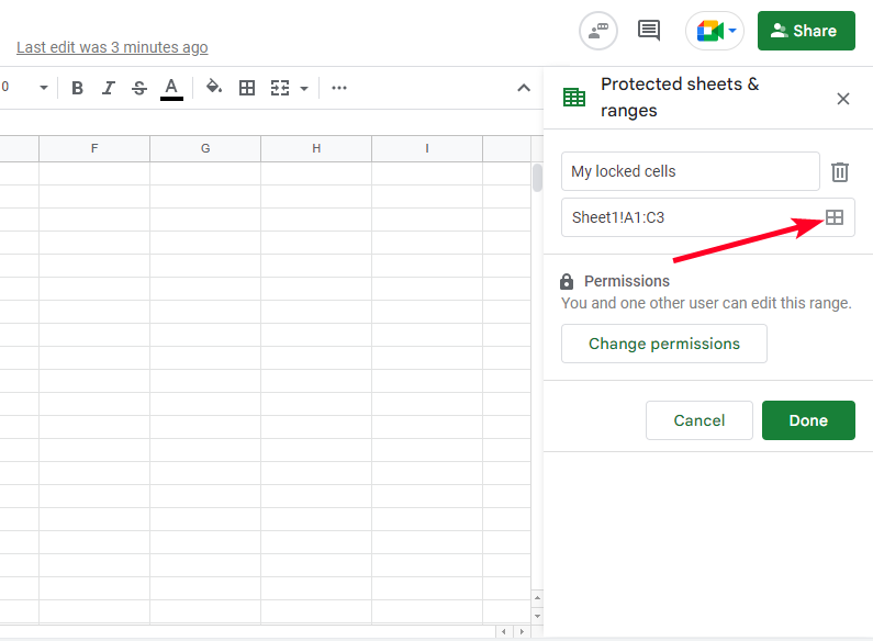 Google Sheets: How to lock cells