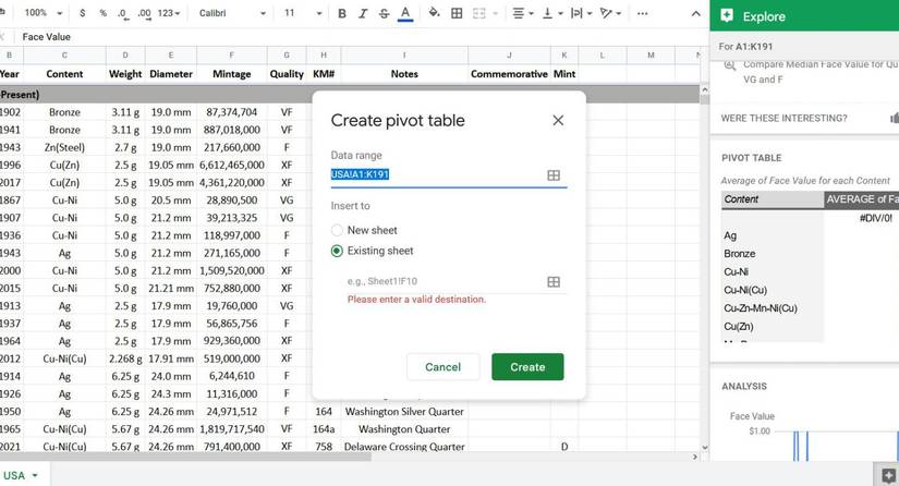 How to create a pivot table in Google Sheets