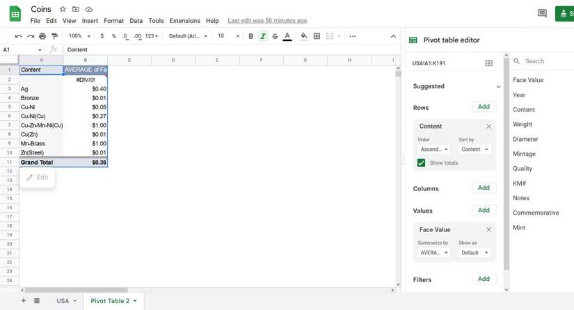 How to create a pivot table in Google Sheets