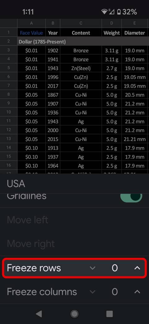Google Sheets: How to freeze and unfreeze rows and columns