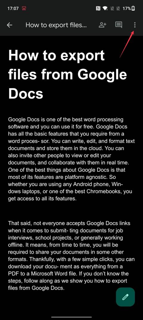 Google Docs: How to export files