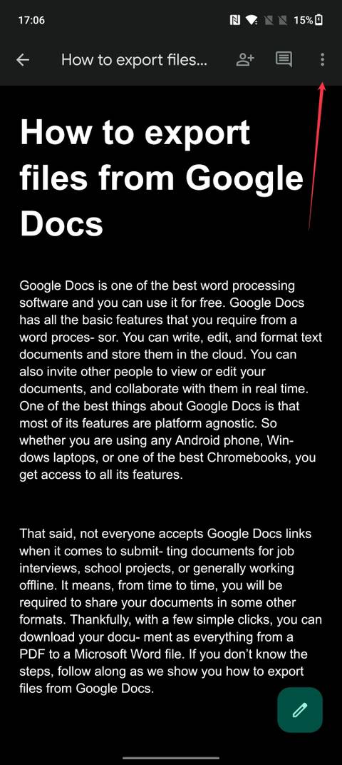 Google Docs: How to export files