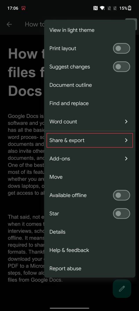 Google Docs: How to export files