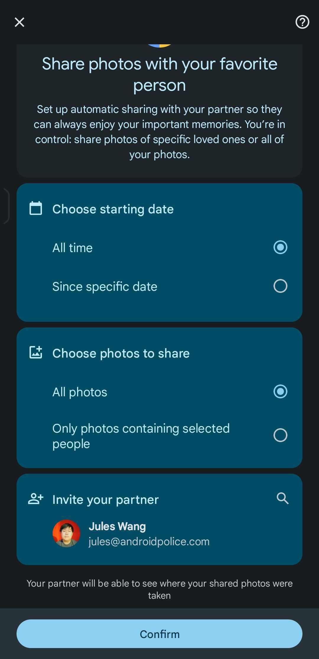 Material You seeps deeper into Google Photos with Partner Sharing