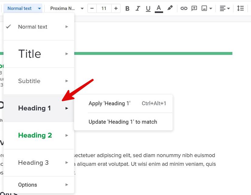 How to add headings to Google Docs