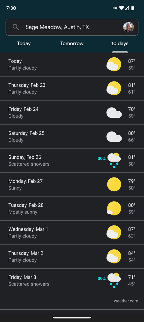 Google Weather finally gets a dark theme, but the forecast is still ...