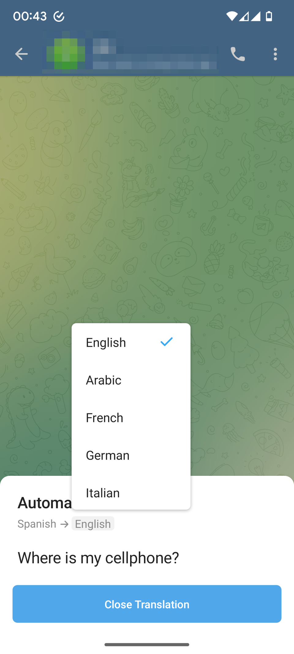 Telegram: How to translate messages in the app