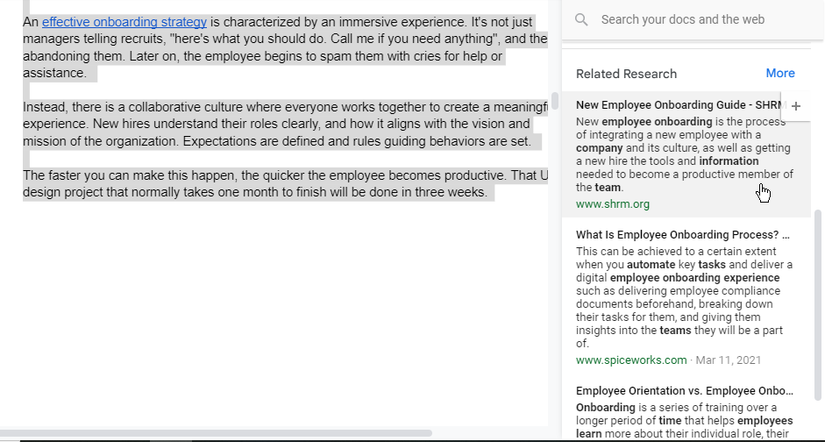 Google Docs: How to use the Explore too for research