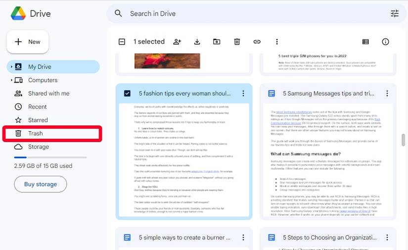 How to delete and restore files in Google Drive