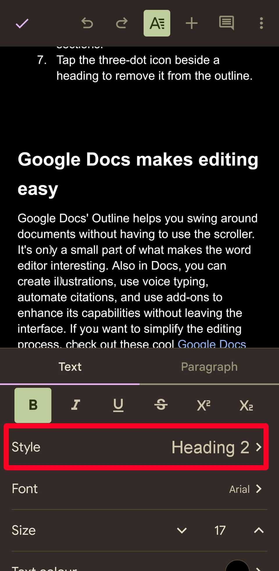 Google Docs: How to create an outline