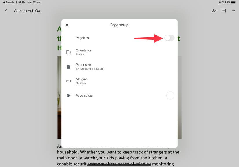 How to turn on and use Google Docs Pageless format