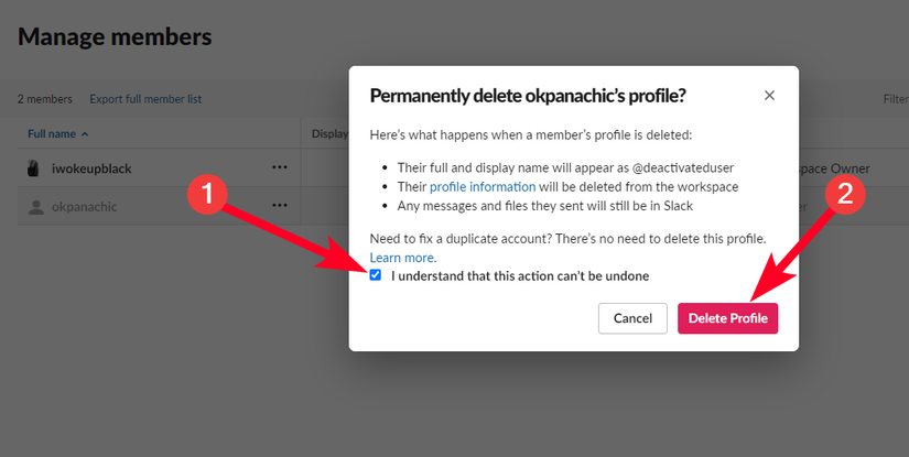 How to remove someone from a Slack channel or account
