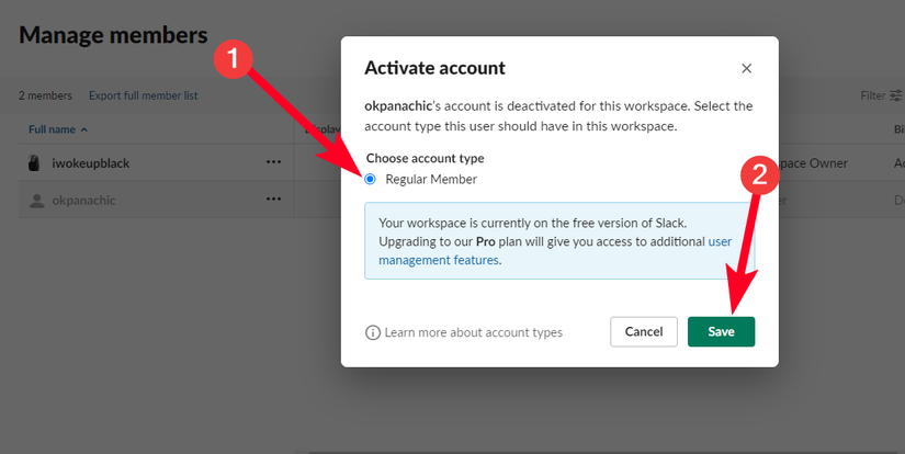 How to remove someone from a Slack channel or account