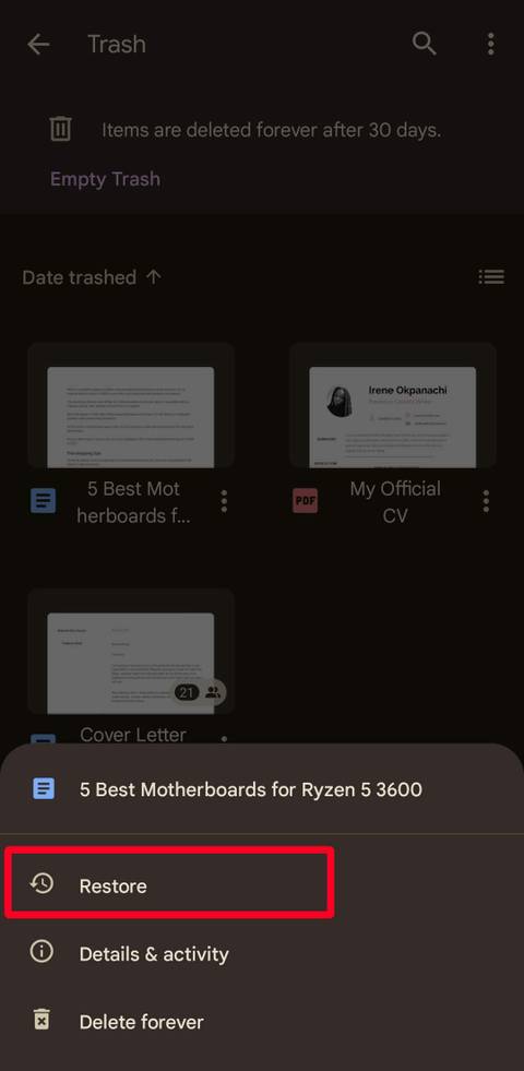 How to delete and restore files in Google Drive