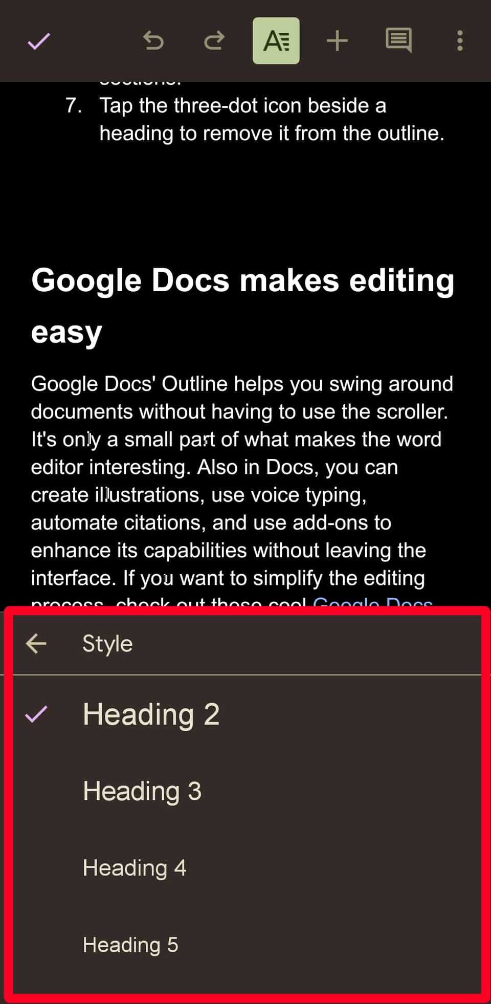 Google Docs: How to create an outline