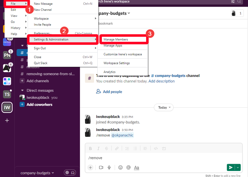 How to remove someone from a Slack channel or account