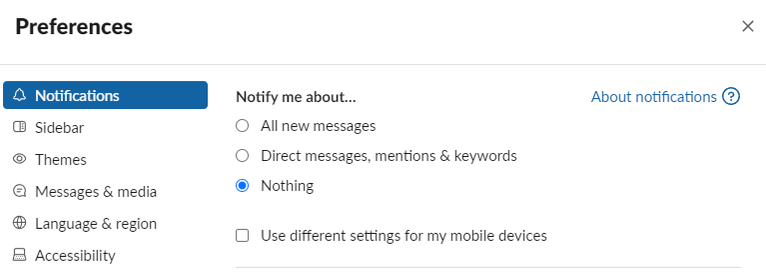 How to turn off Slack notifications