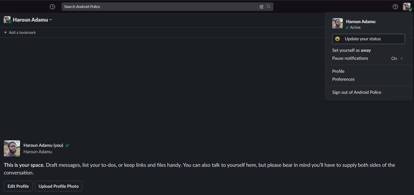 How to update your Slack status