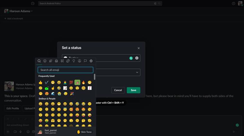 How to update your Slack status