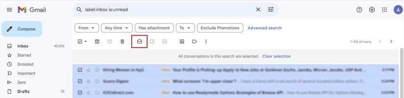 Gmail: How to mark all messages as read