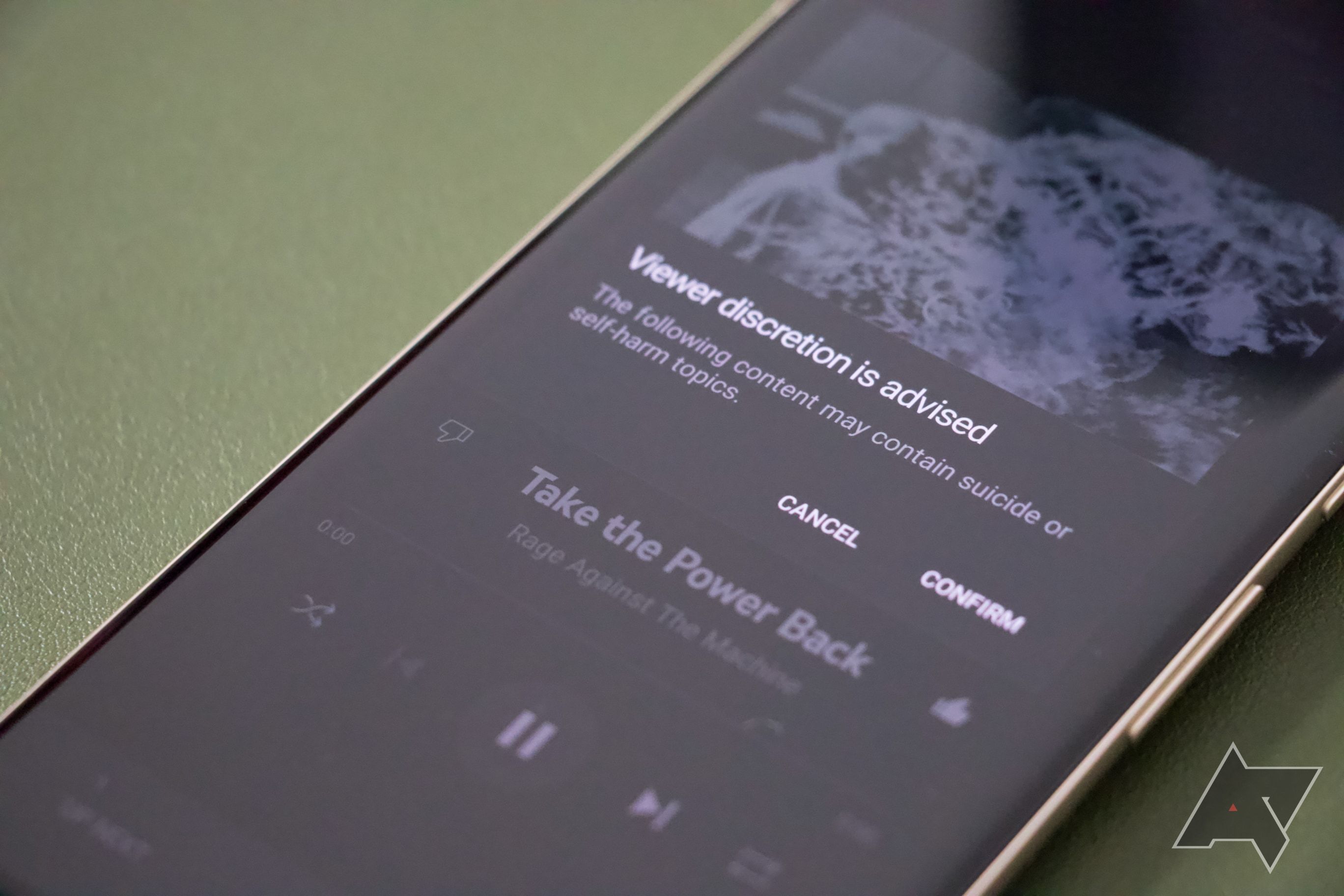 YouTube Music's viewer discretion popup interrupts playback