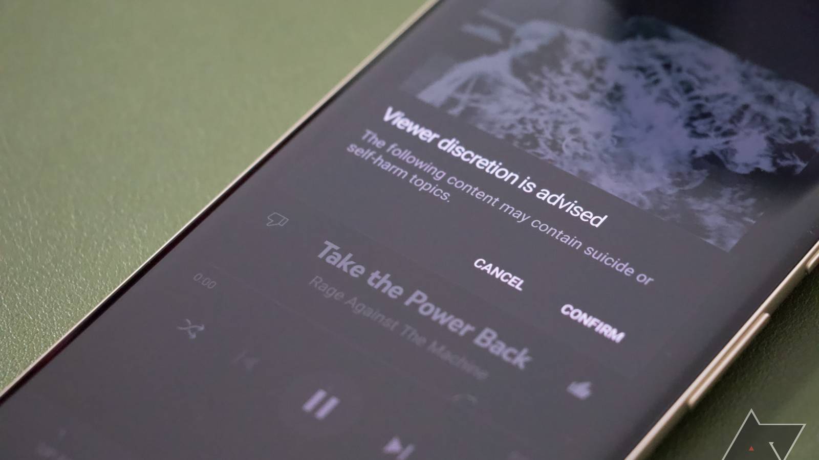 YouTube Music's viewer discretion popup interrupts playback